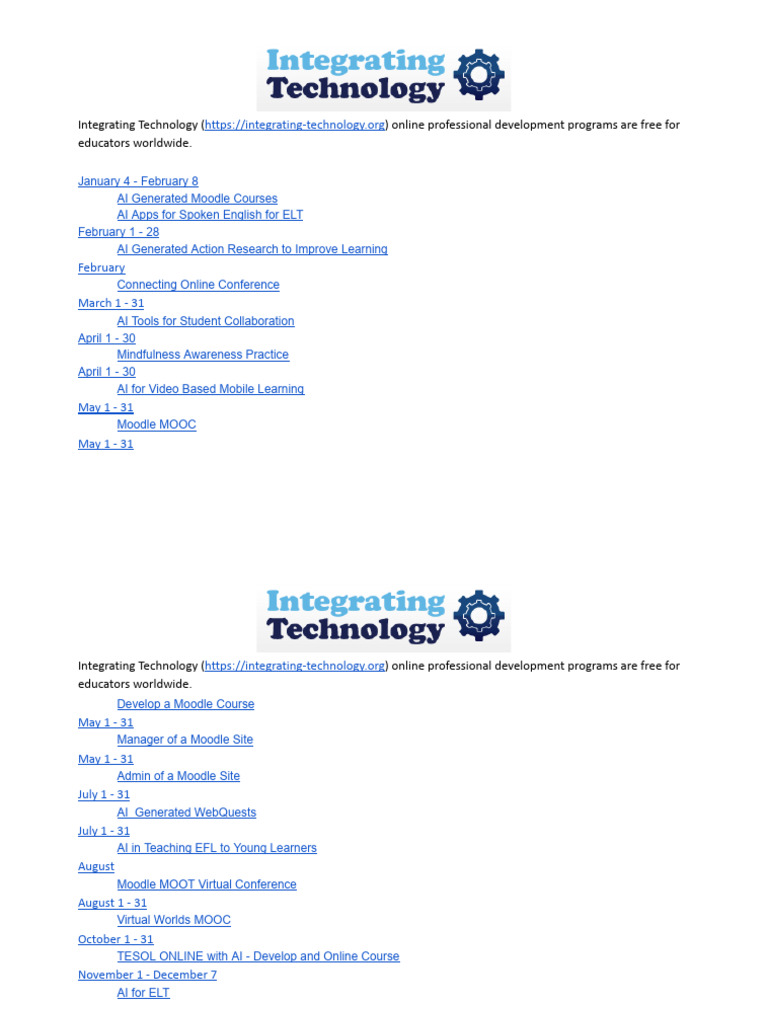 Professional Development and Moodle Training Programs | PDF | English ...