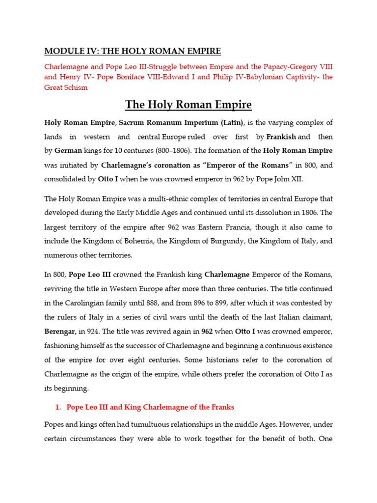 Module Iv | PDF | Holy Roman Empire | Holy Roman Emperor
