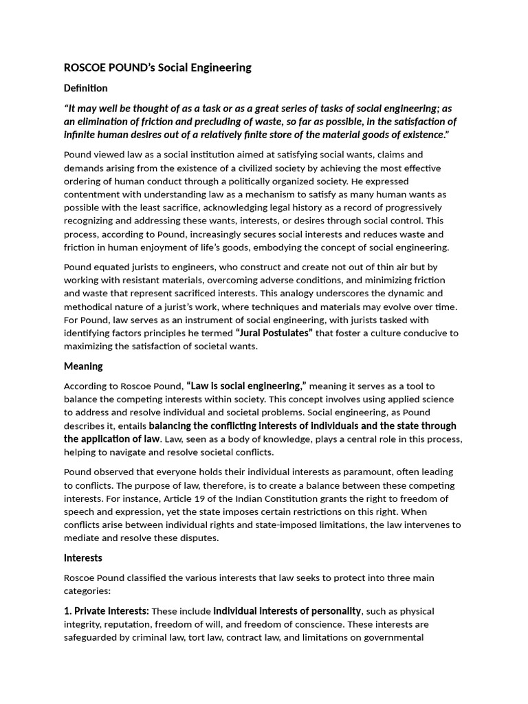 Roscoe Pound's Social Engineering Theory | PDF | Jurisprudence | Engineering