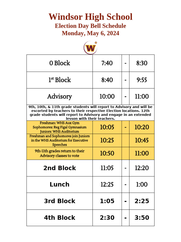 Election Day Assembly Schedule - 2024 2 | PDF