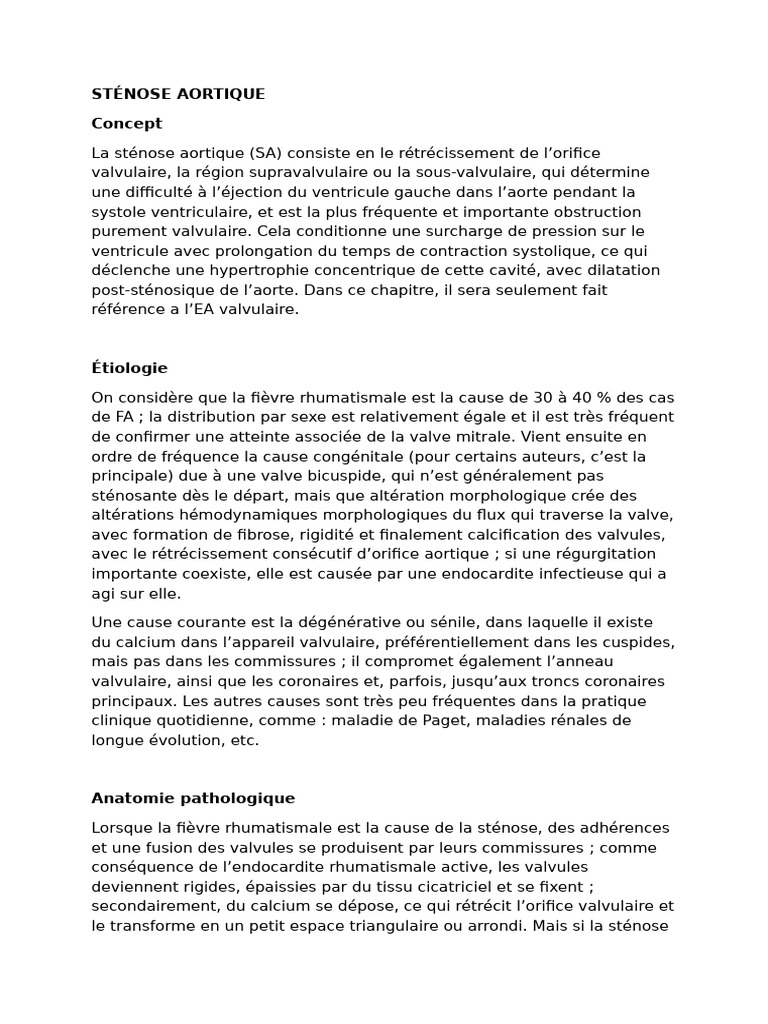 Sténose Aortique | PDF | Insuffisance cardiaque | Électrocardiographie