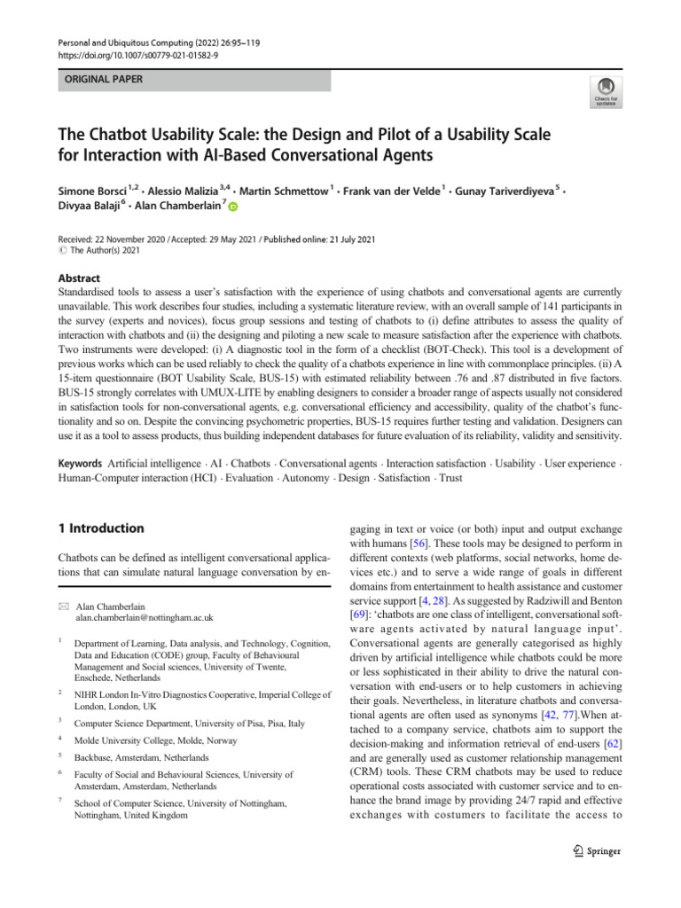 5-The Chatbot Usability Scale The Design and Pilot of A Usability Scale ... 5-The Chatbot Usability Scale The Design and Pilot of A Usability Scale ...