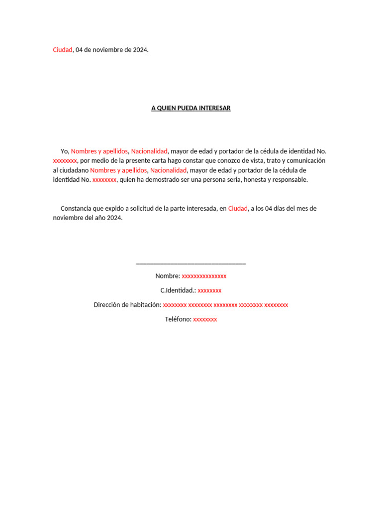 Modelo Referencia Personal | PDF