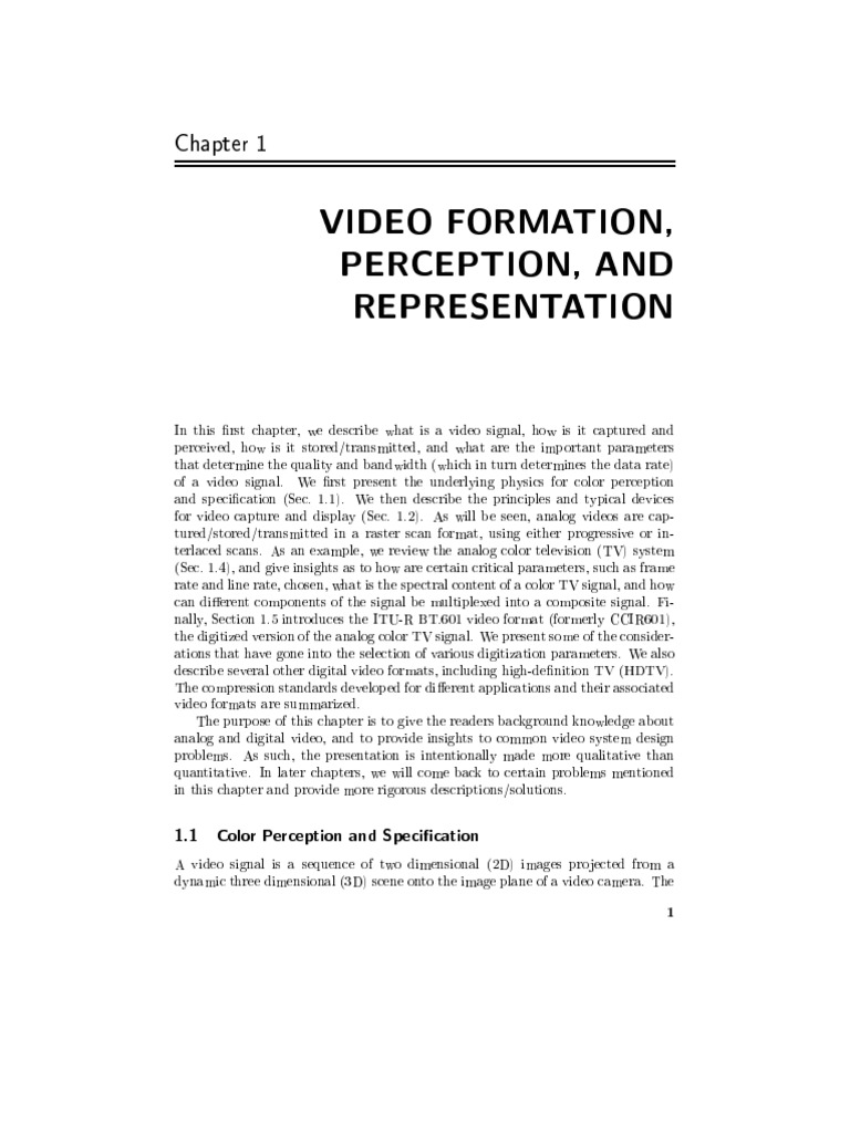 Introduction To Video Perception | PDF | Video | Color