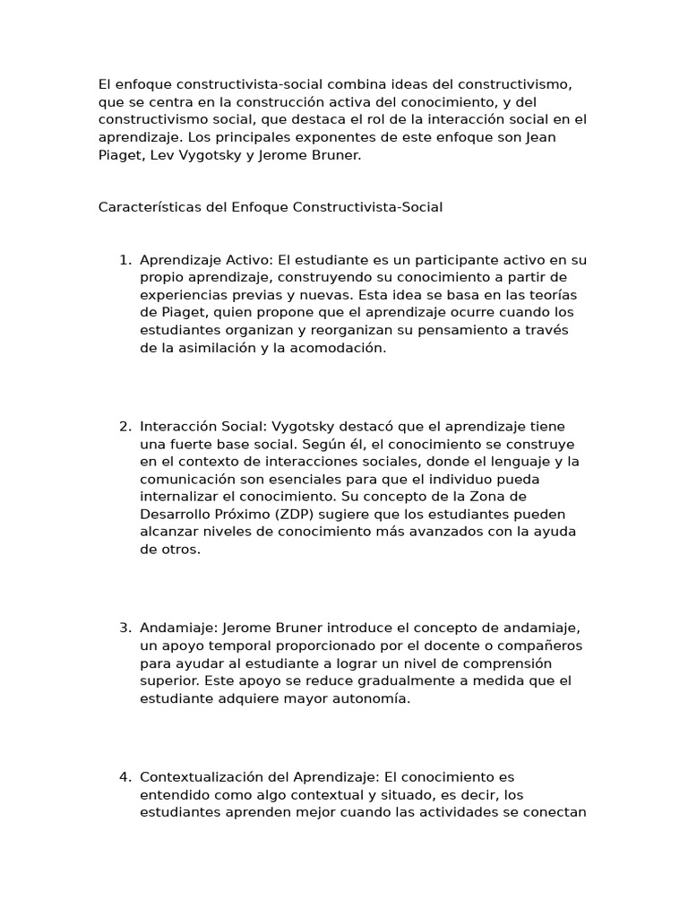 Enfoque Constructivista-Social en Educación | PDF | Constructivismo ...