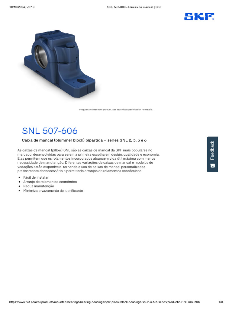 SNL 507-606 - Caixas de Mancal - SKF | PDF | Software de aplicação | Sites