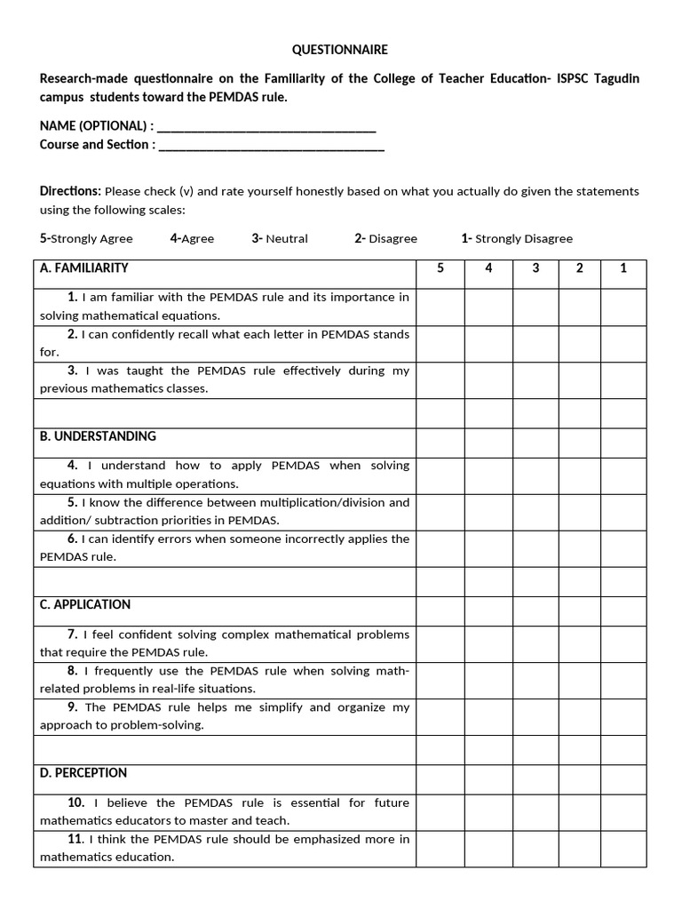 Boys Questionnaire | PDF