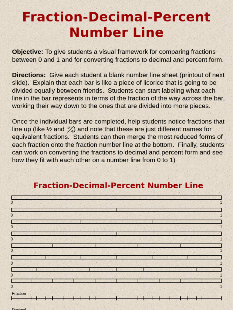 Fraction-Decimal-Percent Number Line: Objective | PDF | Numbers ...