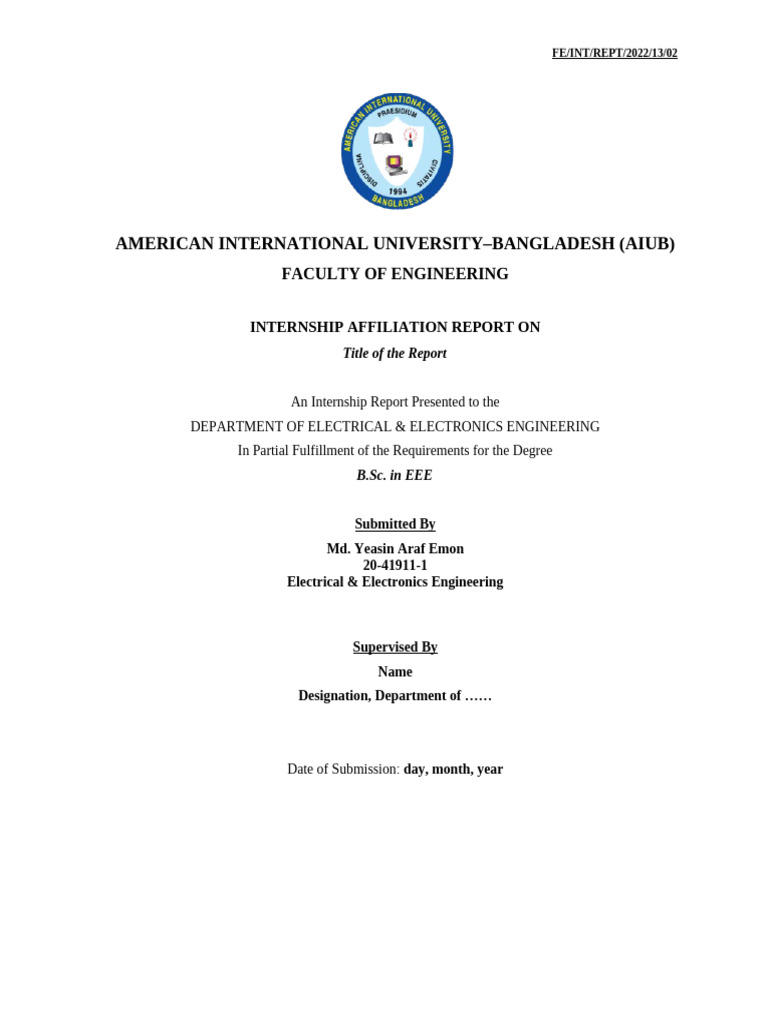 Engineering Internship Report Template | PDF | Engineering | Business