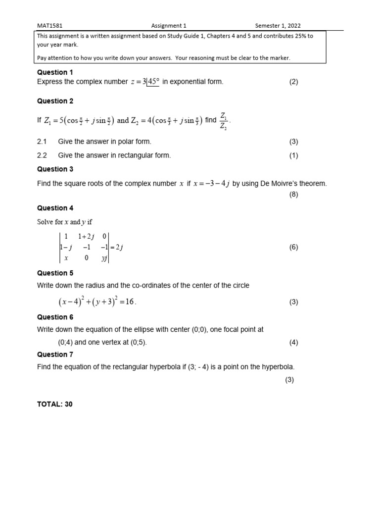 MAT1581 Assignment 2 Semester 1 2023 | PDF