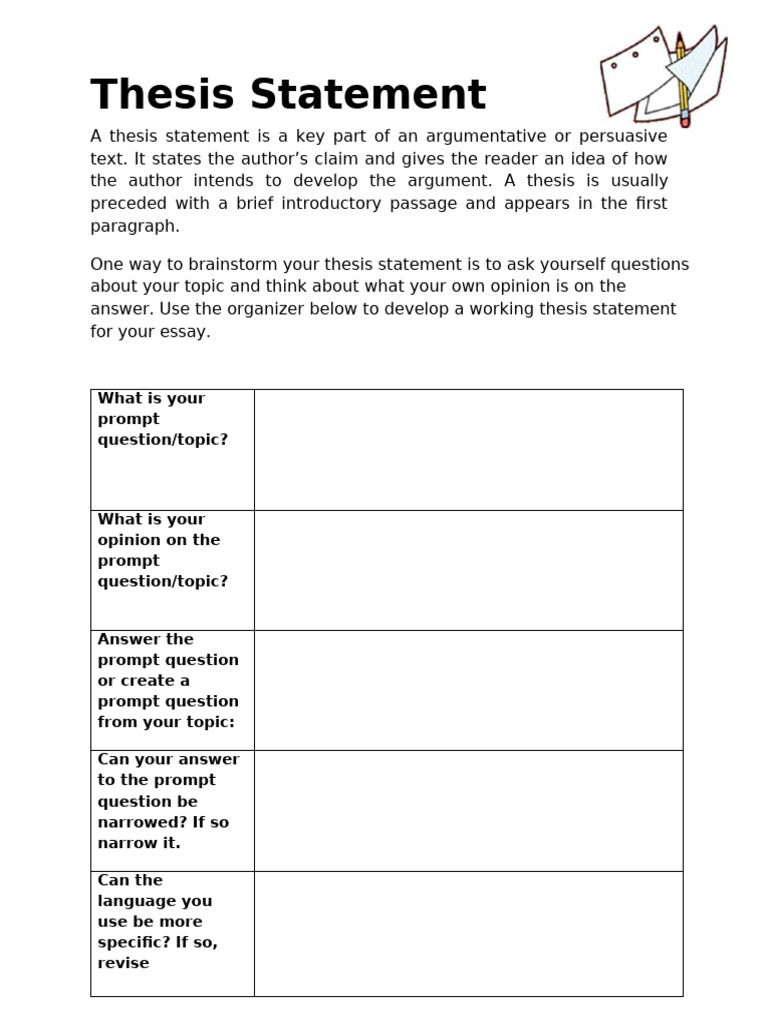 Thesis Worksheet | PDF