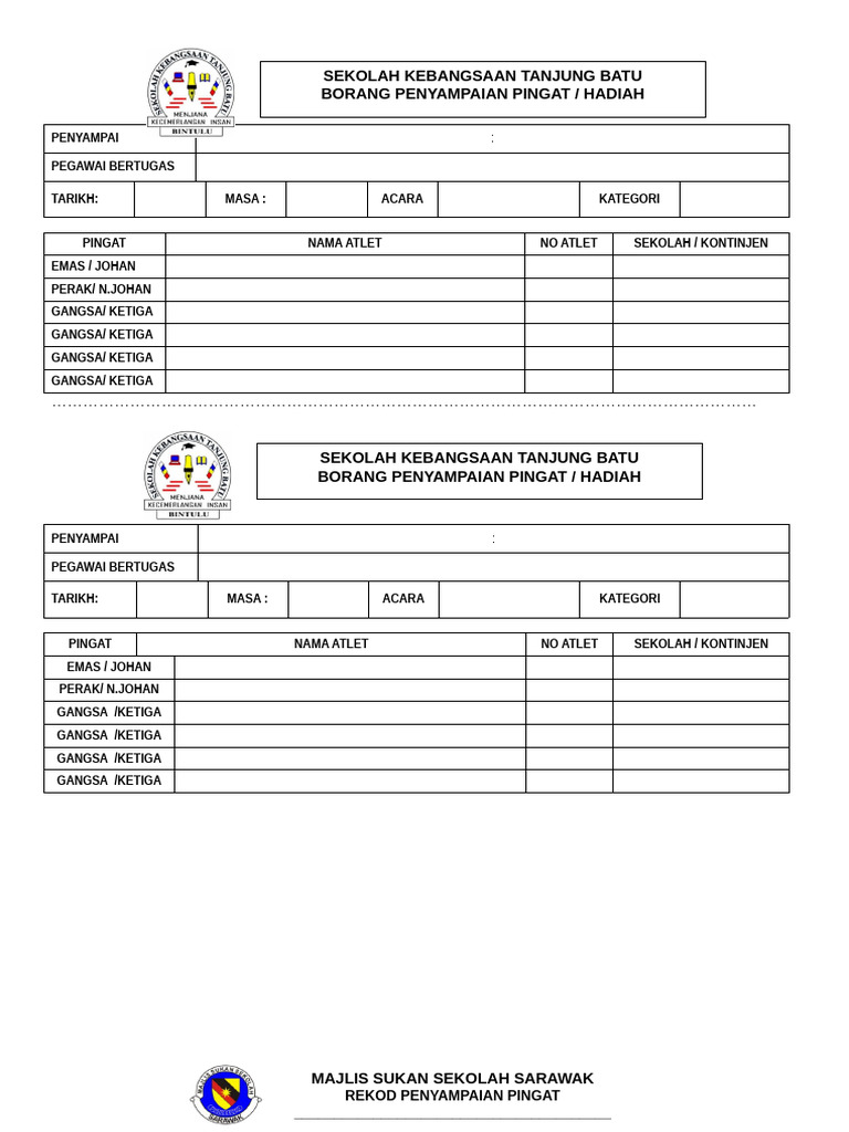 Borang Penyampaian Pingat | PDF