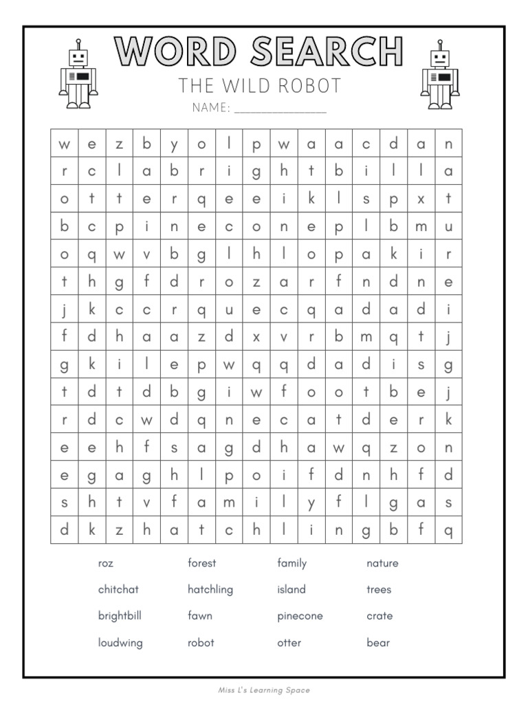 The Wild Robot Word Search Puzzle | PDF
