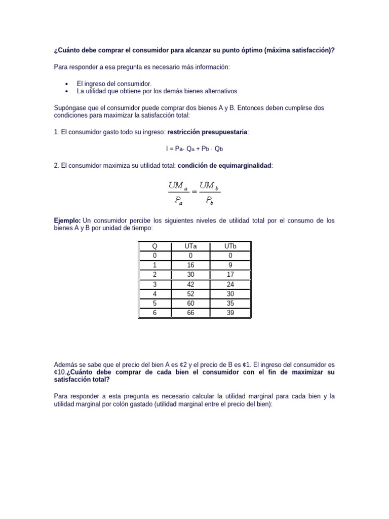 Ejemplo Ejercicio de Utilidad | PDF | Utilidad marginal | Utilidad
