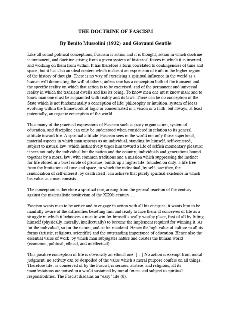 The Doctrine of Fascism Edited | PDF | Fascism | Liberalism