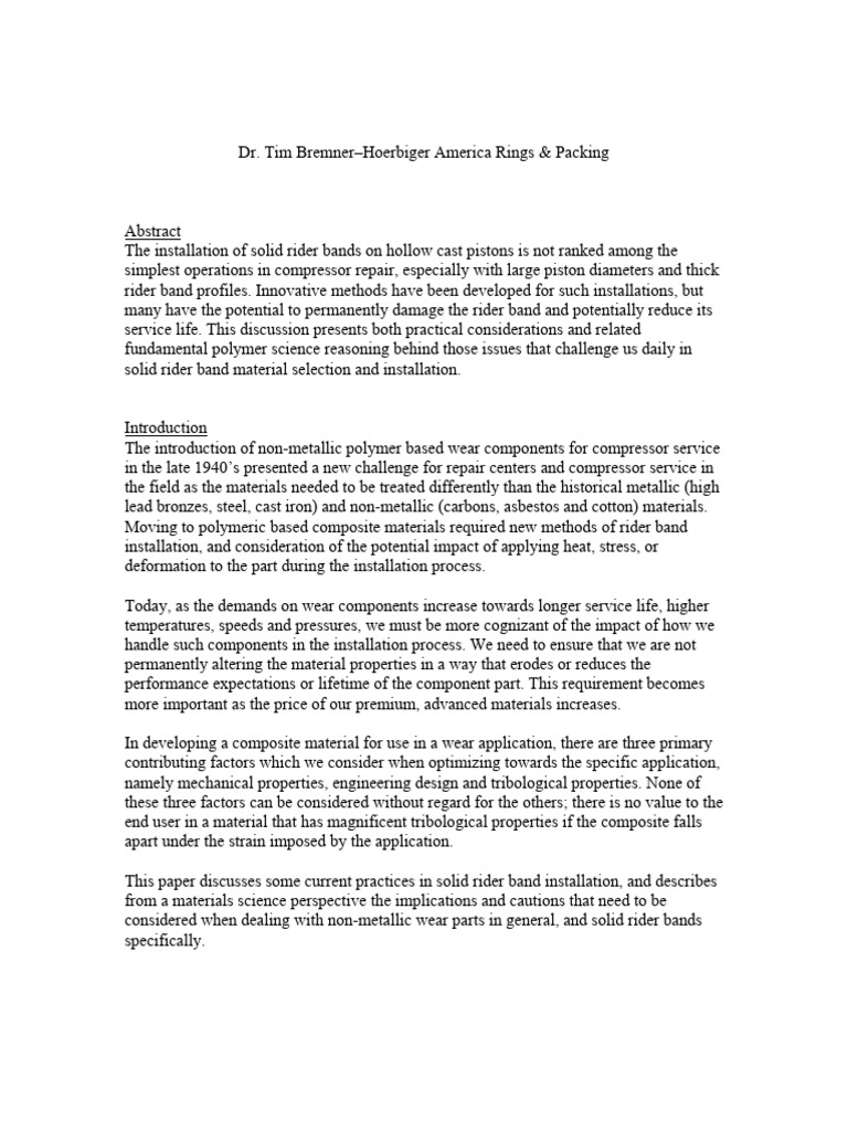 Solid Rider Bands Considerations For Installation - Tim Brenner ...