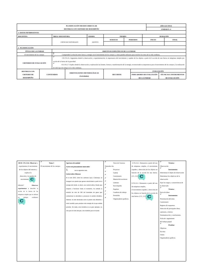 PUD 4to UNIDAD 4 CCNN CRÍTICOS | PDF | Fuerza | Gravedad