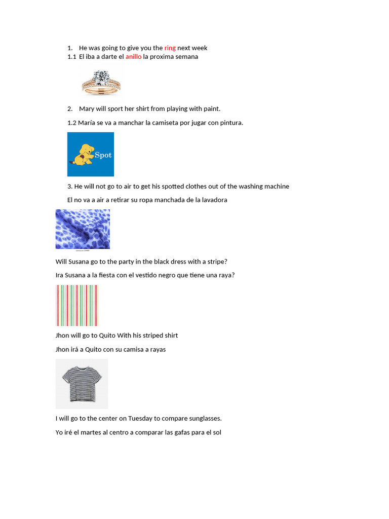 Sentences Clothes | PDF
