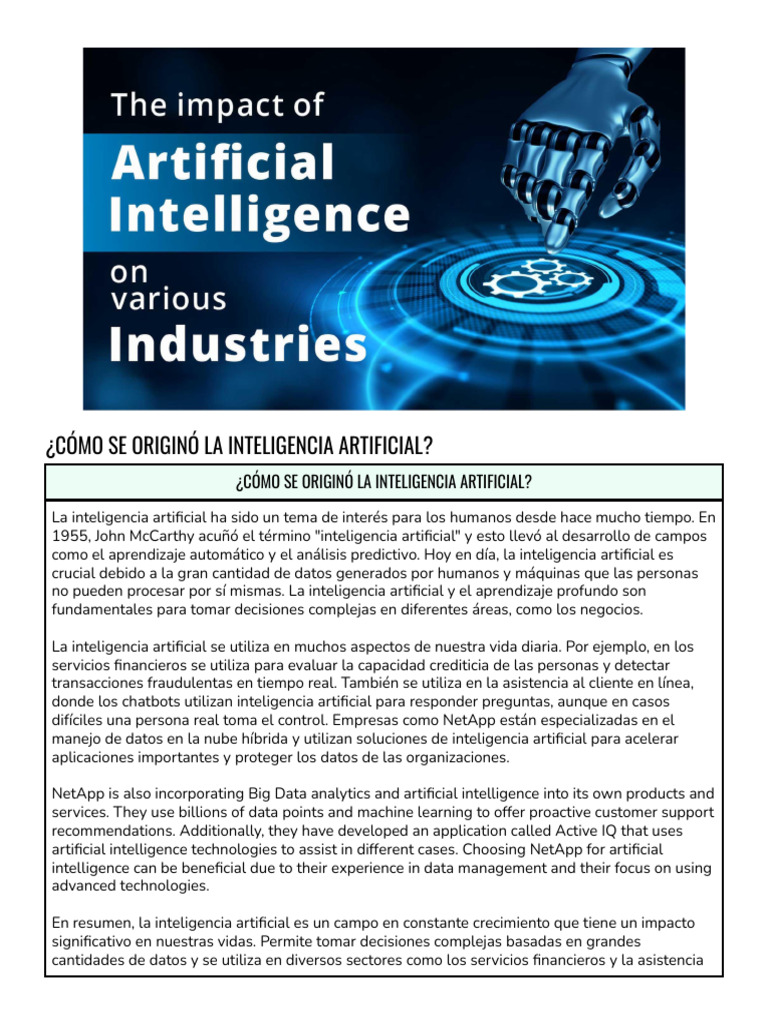 ¿CÓMO SE ORIGINÓ LA INTELIGENCIA ARTIFICIAL - by Diffit (Printable) | PDF | Inteligencia ...