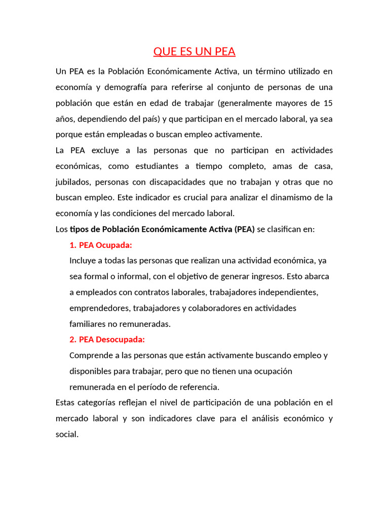 ¿Qué es la PEA? | PDF