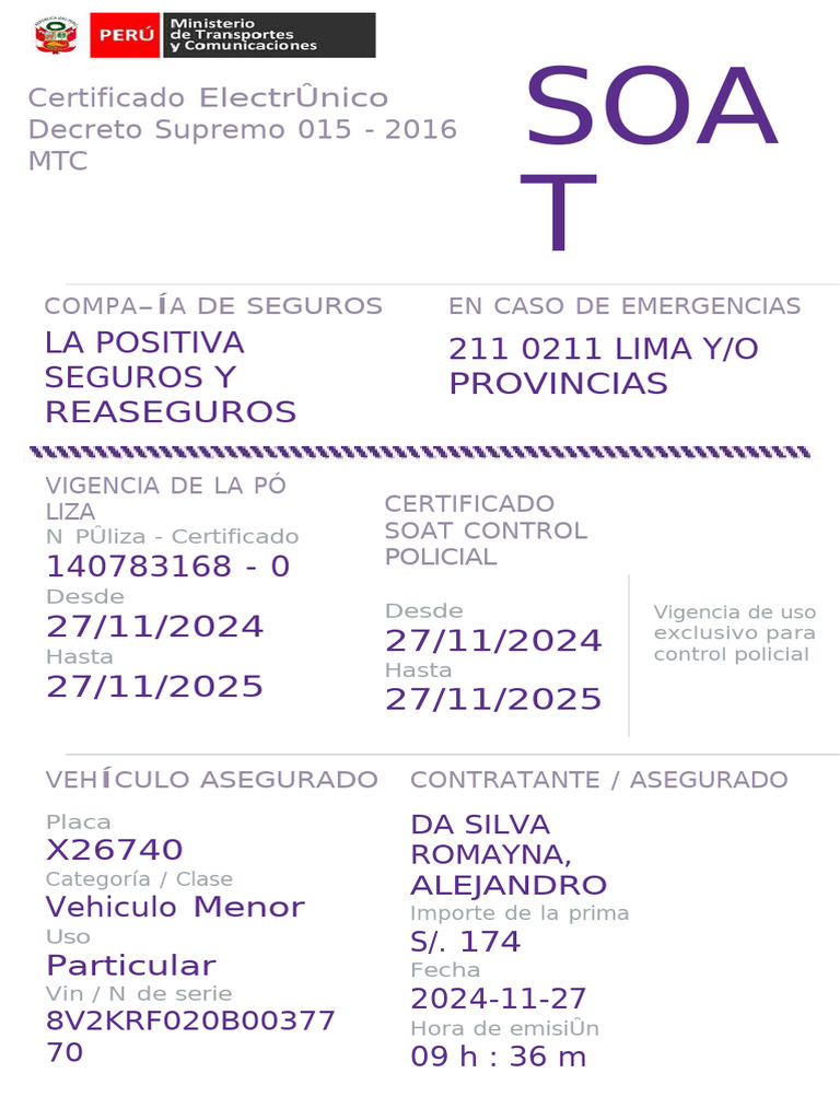 La Positiva Seguros Y Reaseguros 211 0211 LIMA Y/O Provincias | PDF