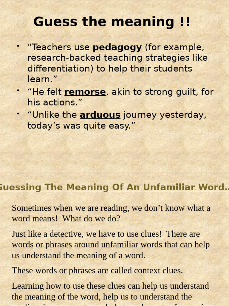 Context Clues Power Point - 9ZWg7q | PDF