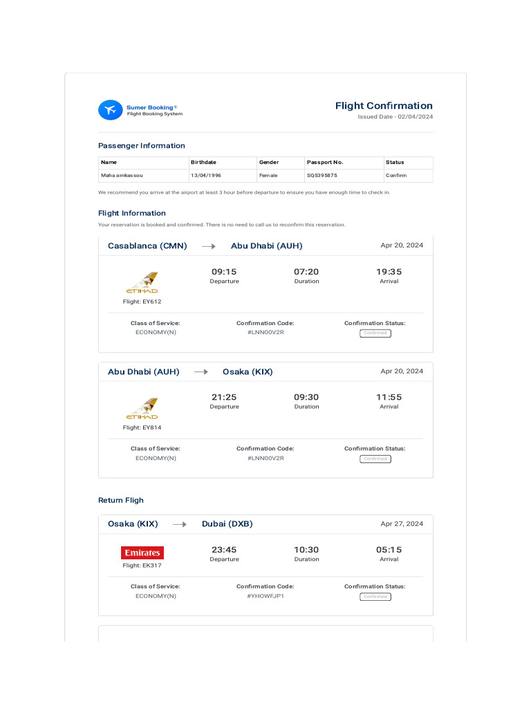 Flight Confirmation | PDF | Transport | Aviation