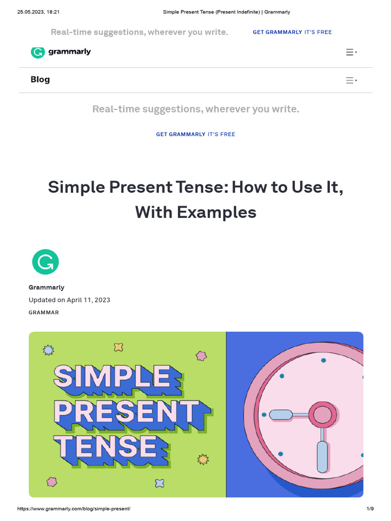 Simple Present Tense (Present Indefinite) - Grammarly | PDF ...