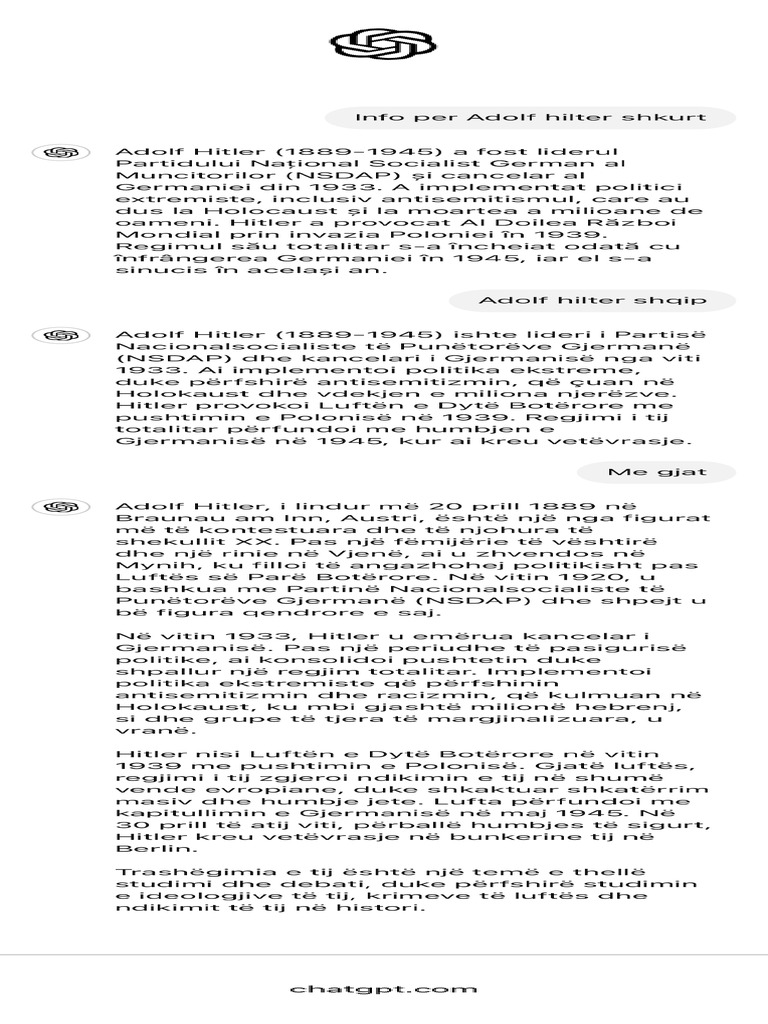 Info Despre Adolf Hitler | PDF
