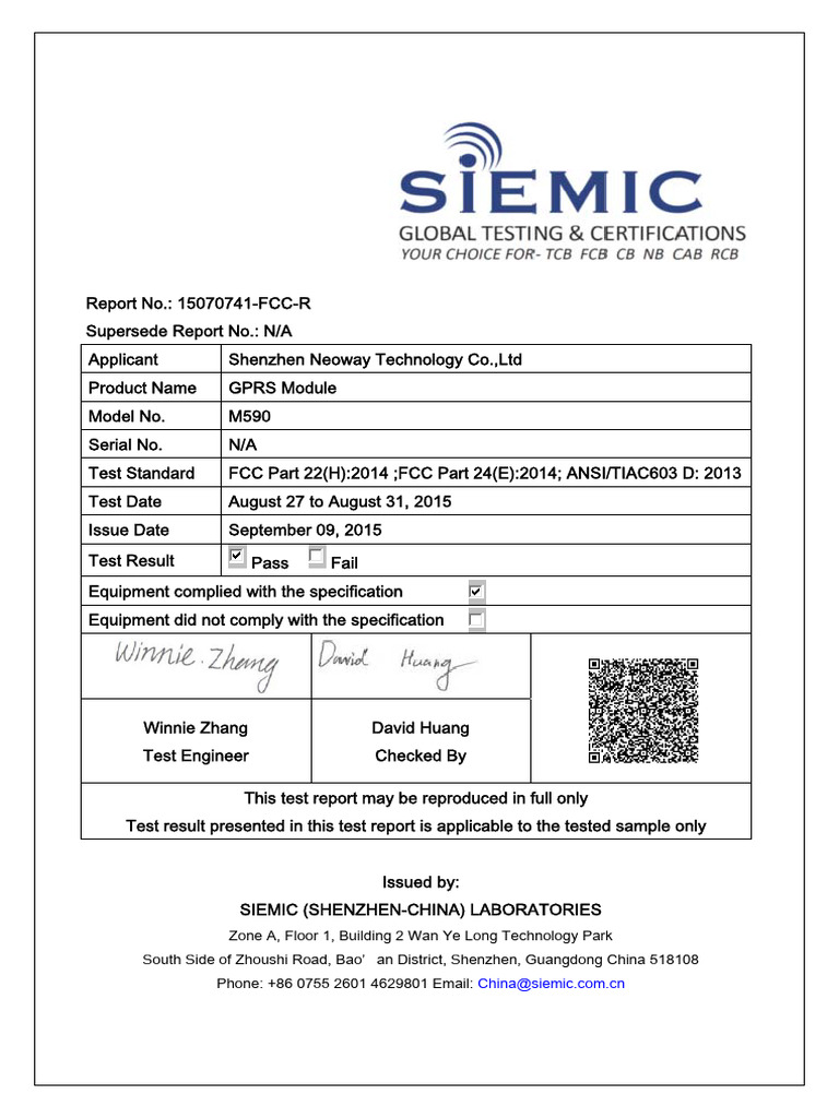 Test Report Fcc | PDF | Bandwidth (Signal Processing) | Antenna (Radio)
