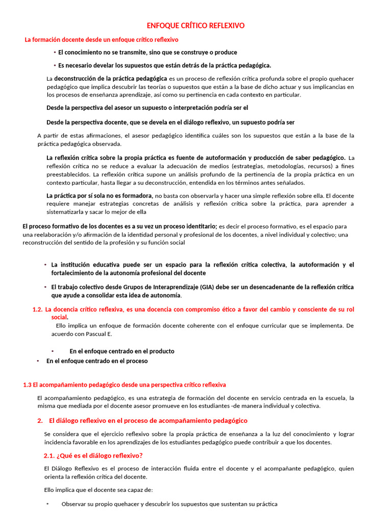 Modulo 02 El Enfoque Critico Reflexivo | PDF | Pedagogía | Maestros