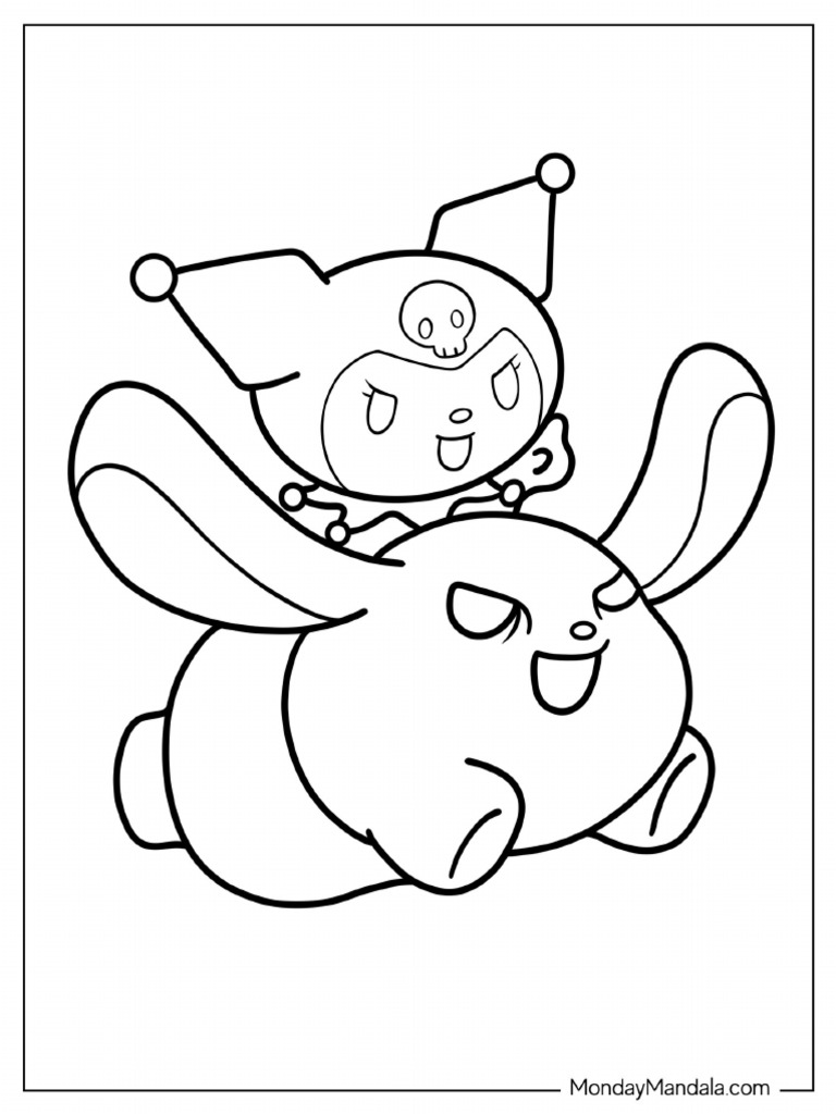 Kuromi and Baku Flying Coloring Page For Kids | PDF