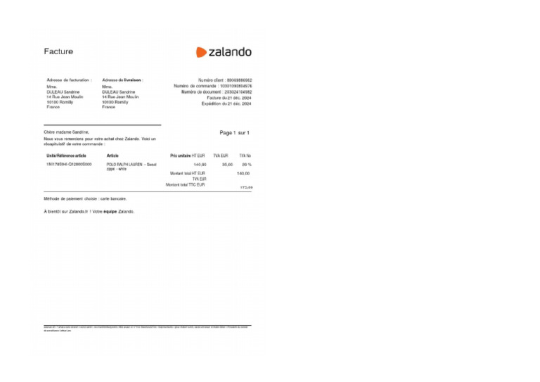 Facture Ralph Lauren | PDF
