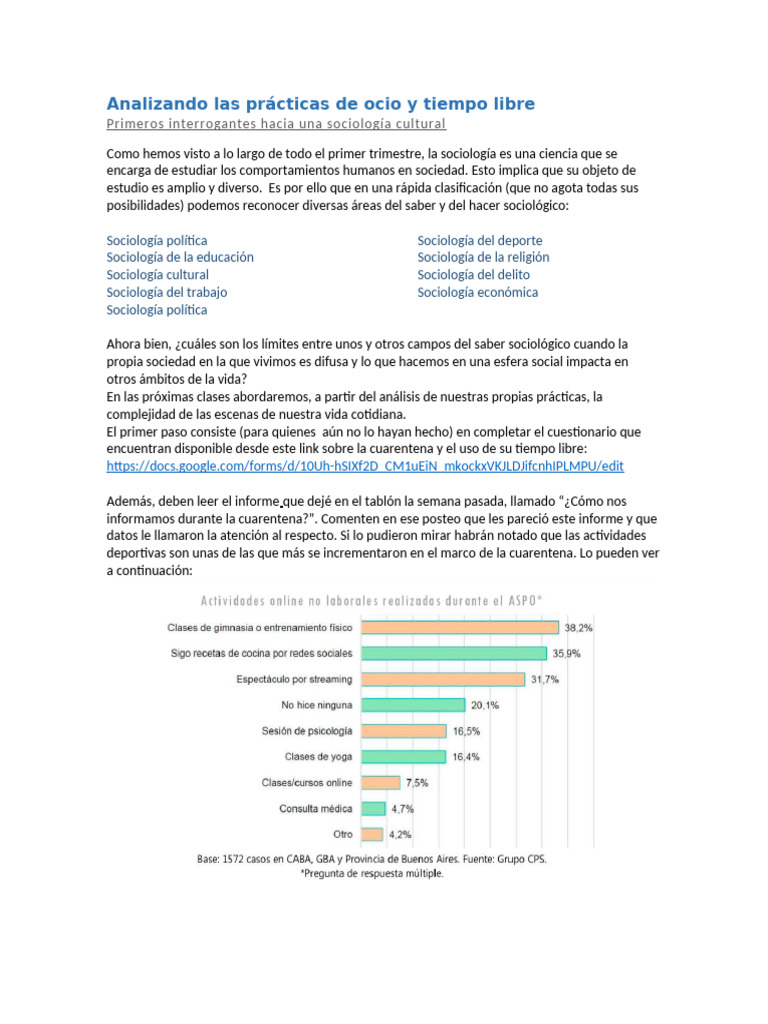 Analizando Las Prácticas de Ocio y Tiempo Libre | PDF | Sociología ...