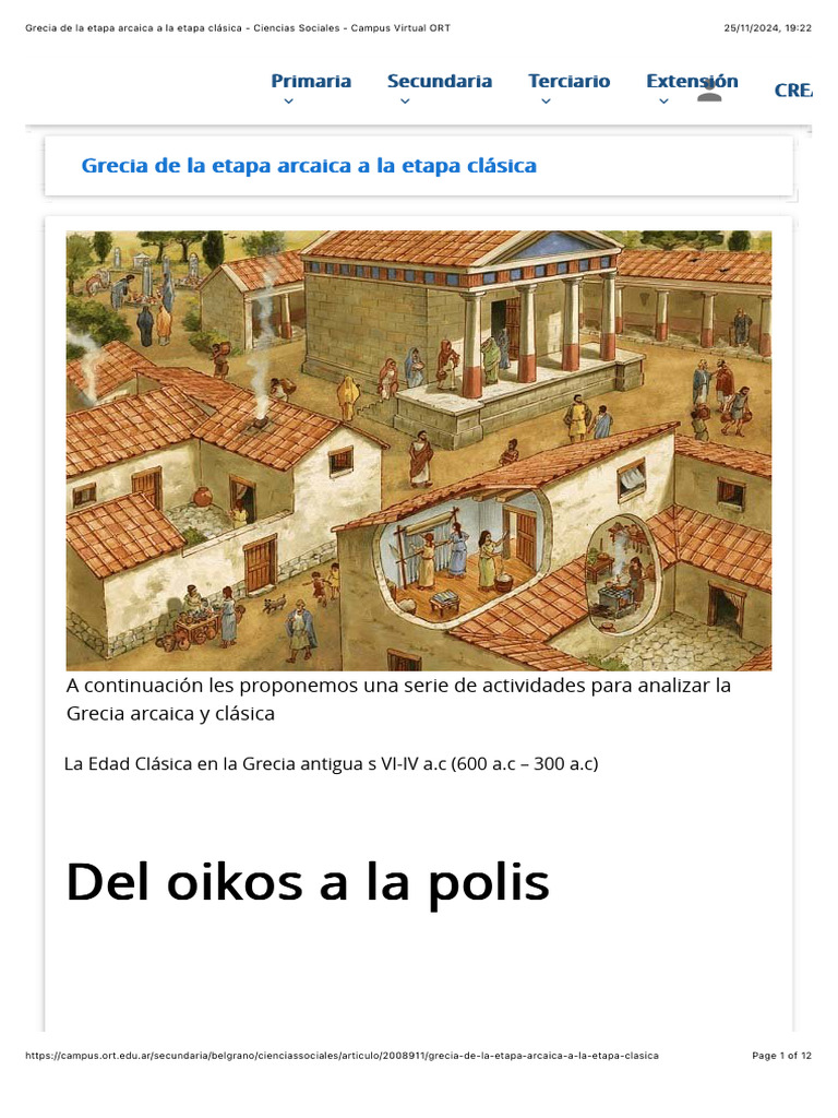 Grecia de La Etapa Arcaica A La Etapa Clásica - Ciencias Sociales - Campus Virtual ORT | PDF ...