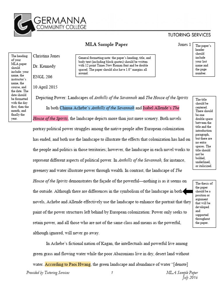 Mla Sample Paper | PDF