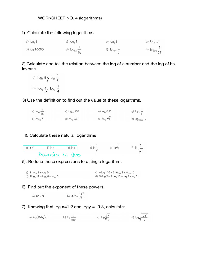U1 Worksheet No.4 Logs 24-25 | PDF