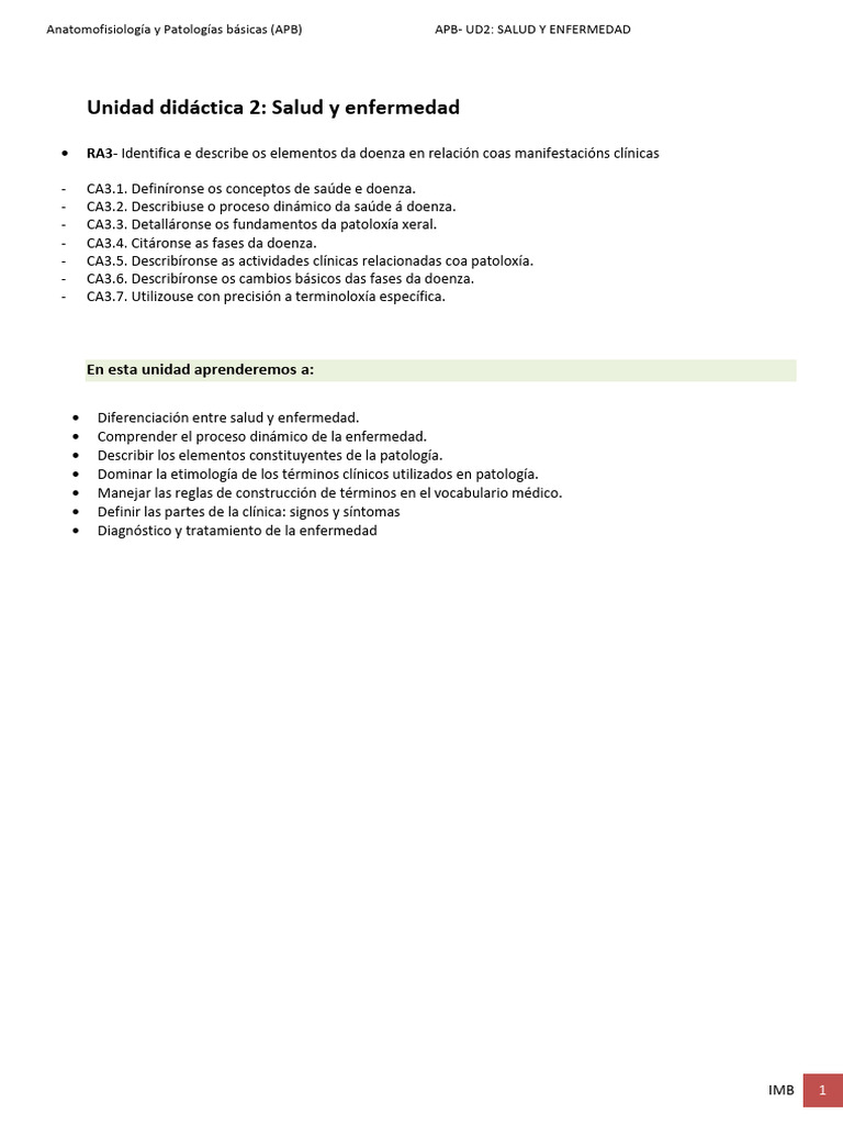 APB - UD2 Salud y Enfermedad | PDF | Infección | Sistema inmune