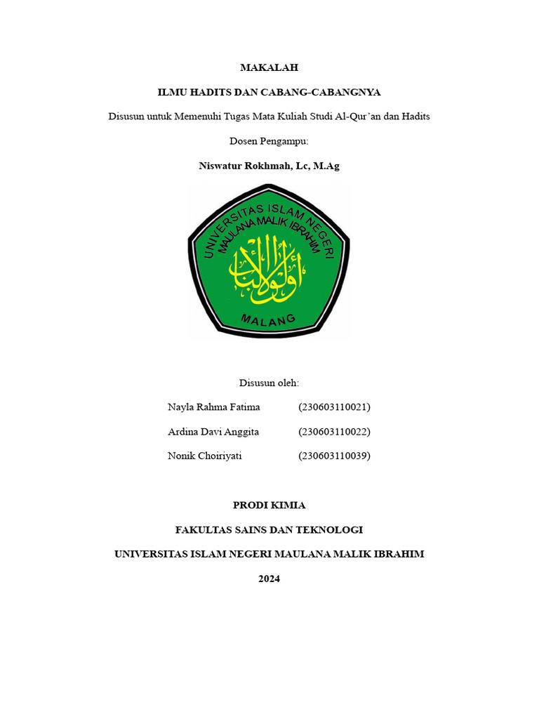 Makalah Study Al-Qur'an Dan Hadits Kelompok 10 | PDF