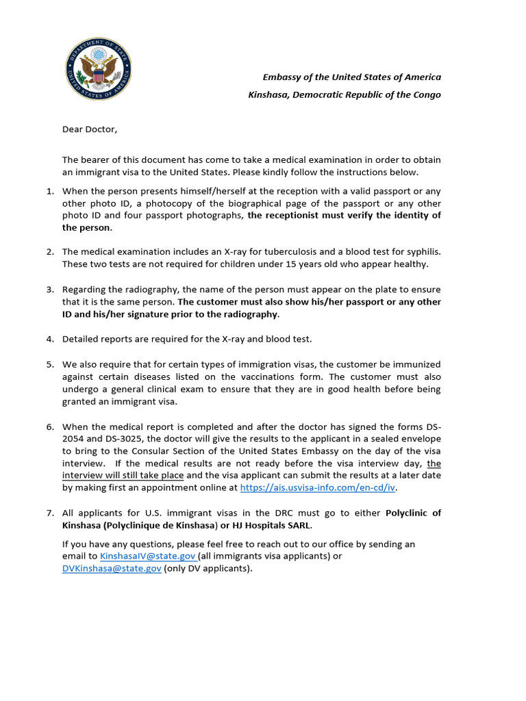 2 - Medical Packet Instructions KIN 2020 (English) | PDF | Travel Visa ...