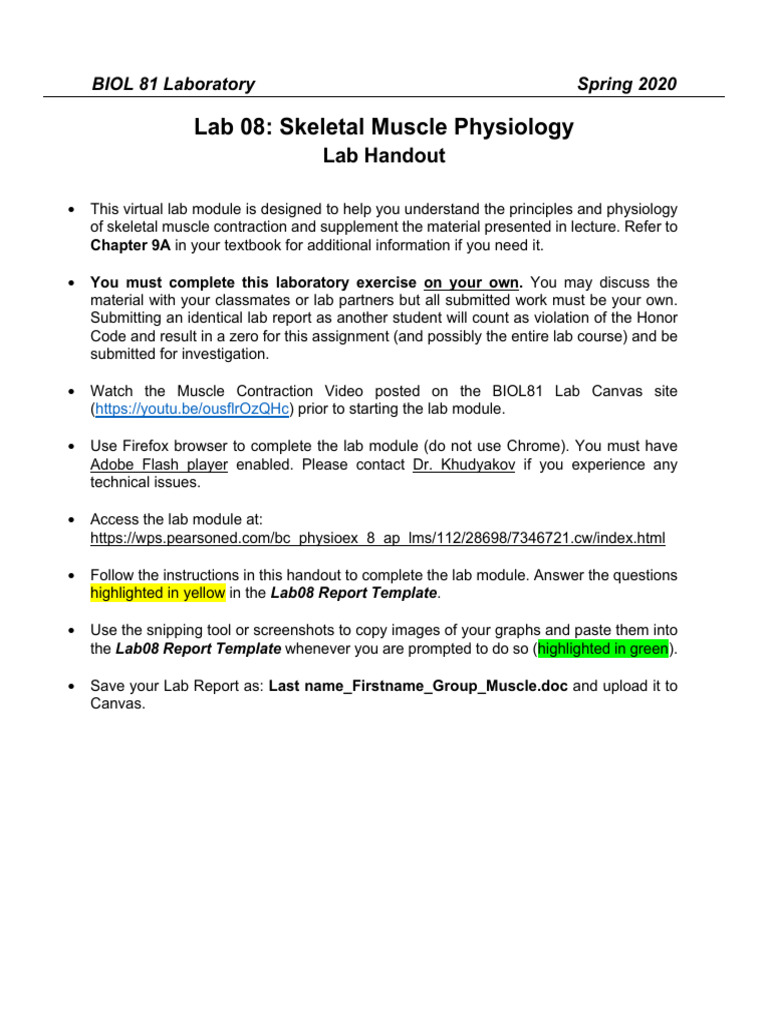 Skeletal Muscle Physiology Lab Guide | PDF | Muscle Contraction