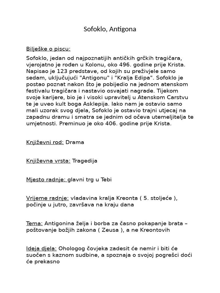 Sofoklo, Antigona | PDF