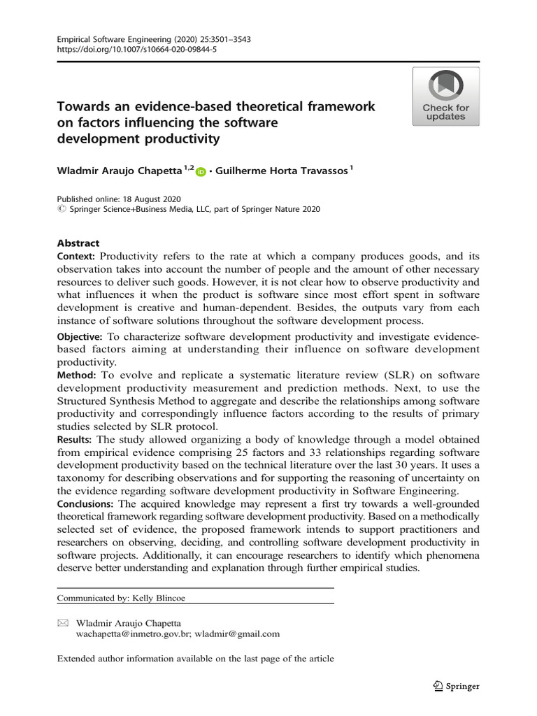 Towards An Evidence-Based Theoretical Framework On Factors Influencing ...