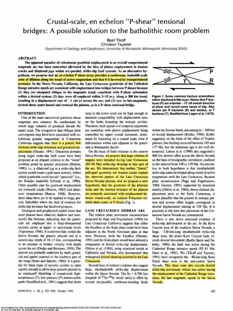 Tikoff&teyssier1992 Transpression | PDF | Fault (Geology) | Granite