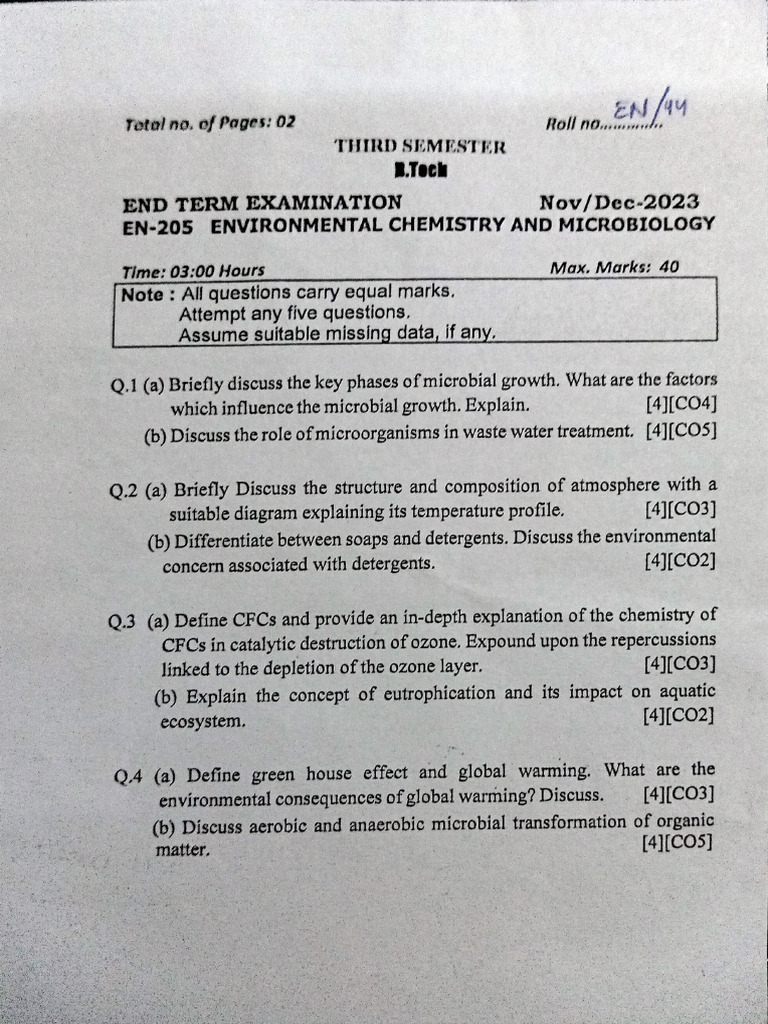 b978446dEMBL 2023 Endsem | PDF | Chemistry | Carbon Dioxide