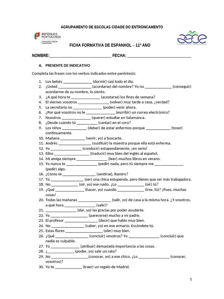 Ejercicios Presente Adjetivos Cine | PDF