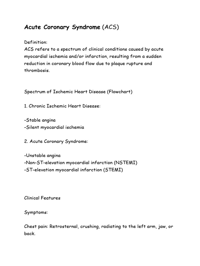 Acute Coronary Syndrome (ACS) | PDF | Myocardial Infarction | Heart