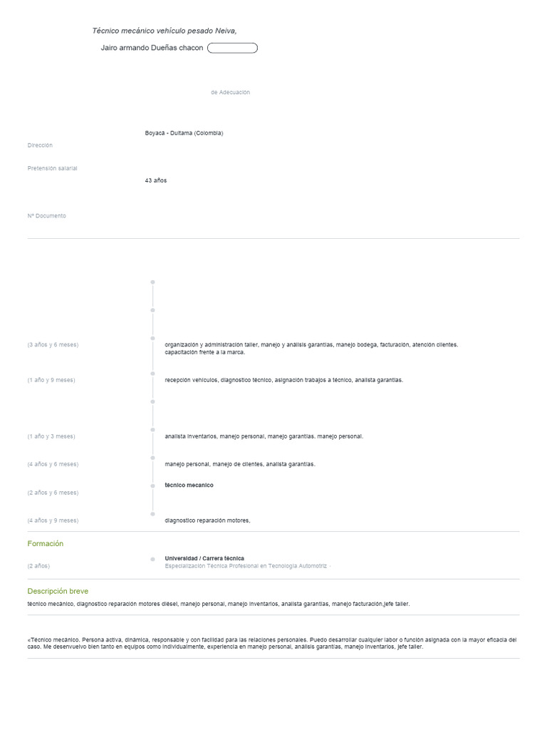 Jairo Armando Dueñas Chacon CV | PDF | Microsoft