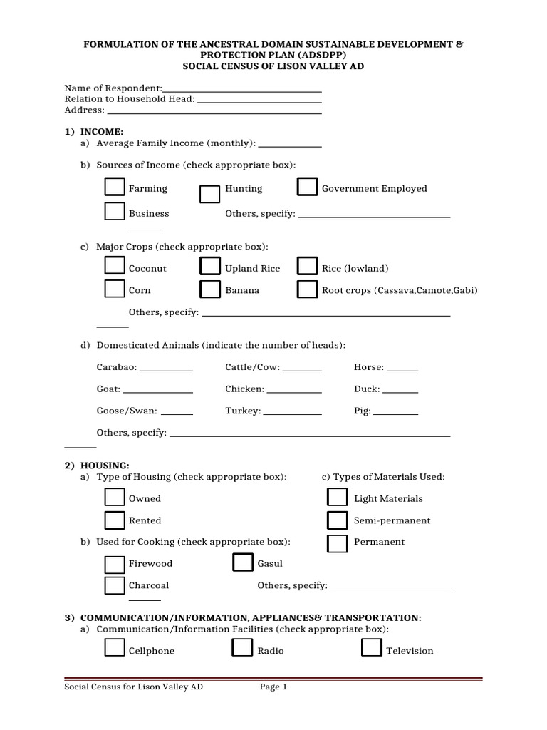 SOCIAL-CENSUS-FORMFrom NCIP | PDF | Home Appliance
