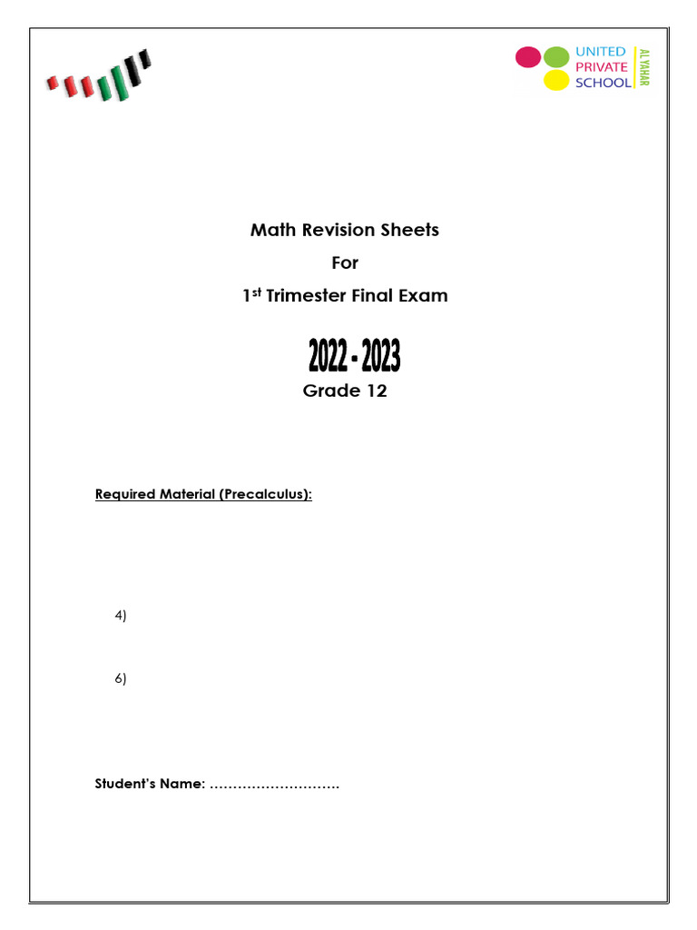Grade 12 Math Exam Revision Guide | PDF | Mathematical Analysis ...